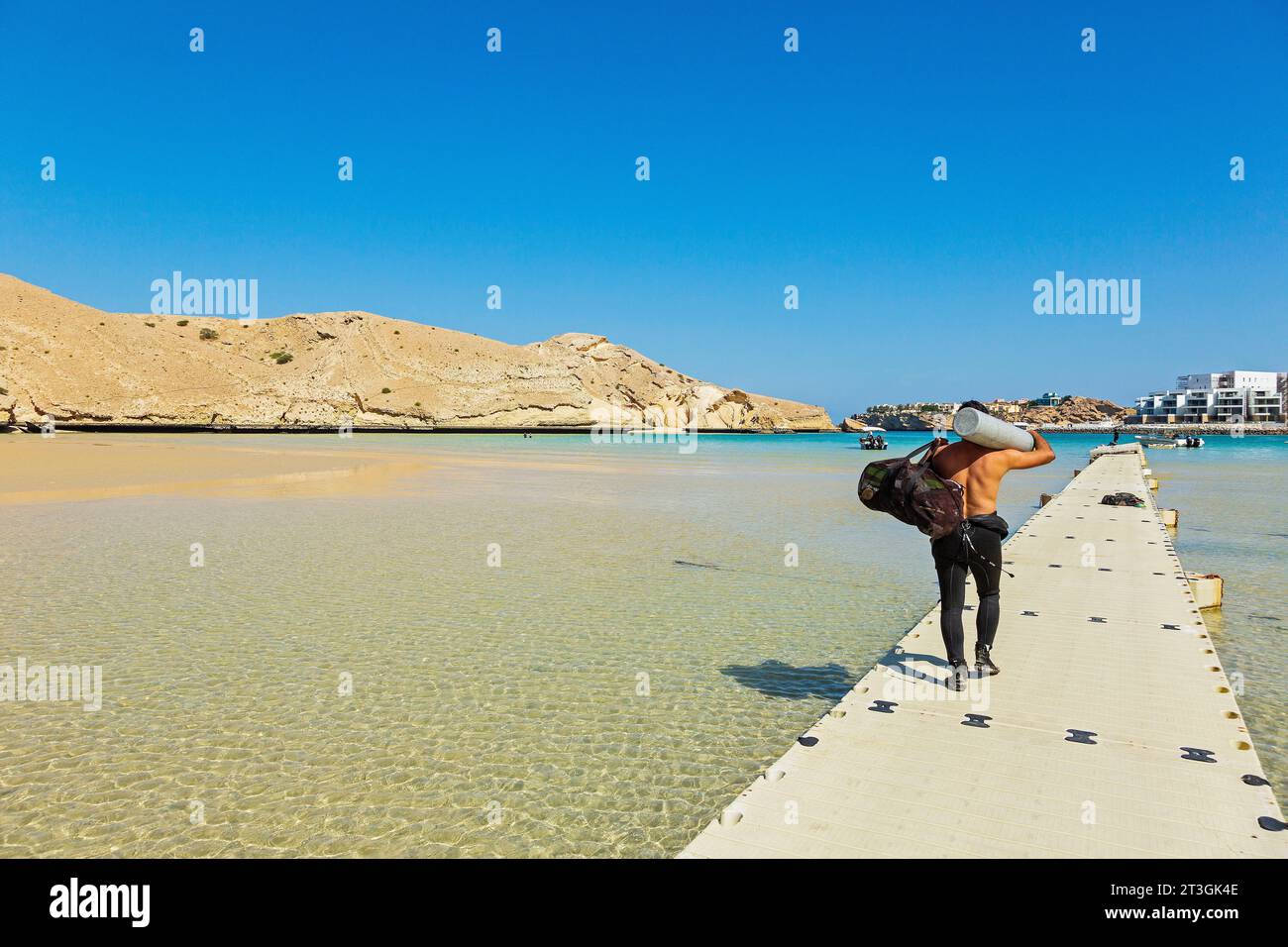Sultanate of Oman, Muscat, Bandar Jissah district, pontoon of the ...
