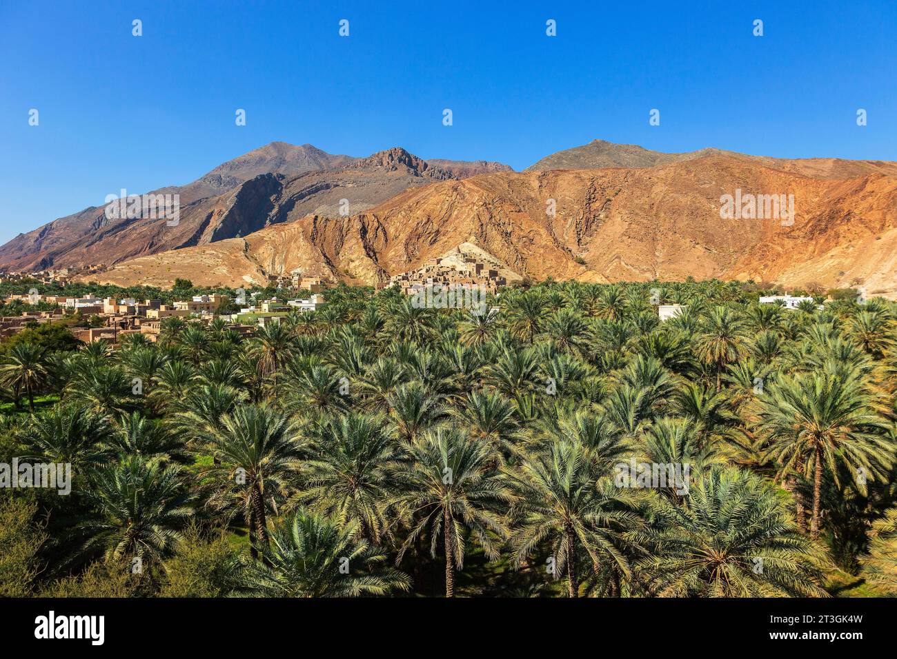 Sultanate of Oman, Birkat Al Mouz, the oasis and the village Stock ...