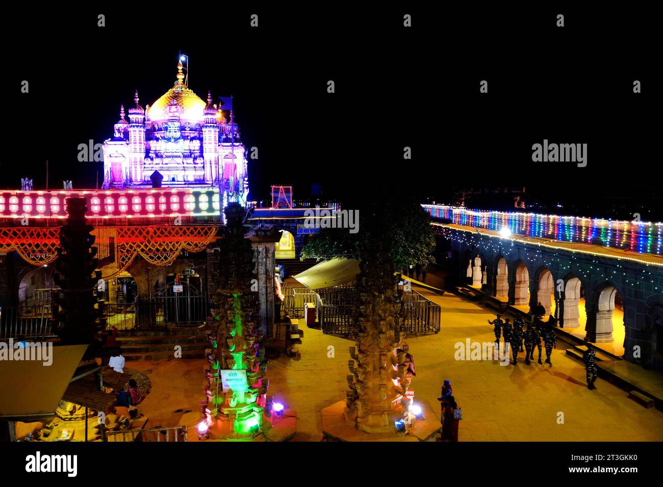 24 October 2023, Devotee at Jejuri fort, night Scene at Khandoba Temple ...