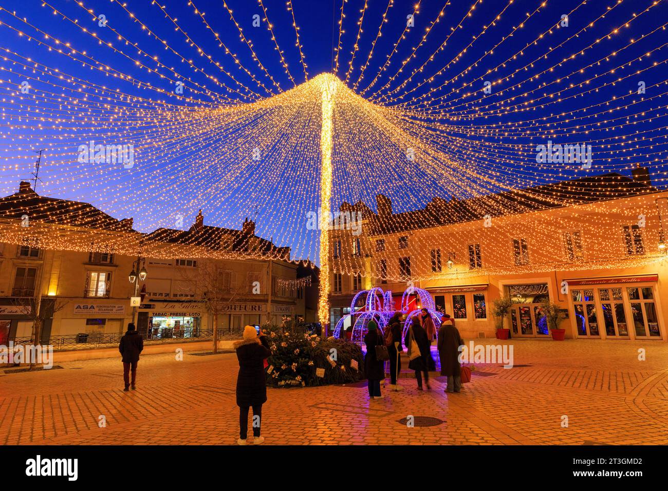 France, Indre, Chateauroux, Place Monestier, Christmas decoration by ...