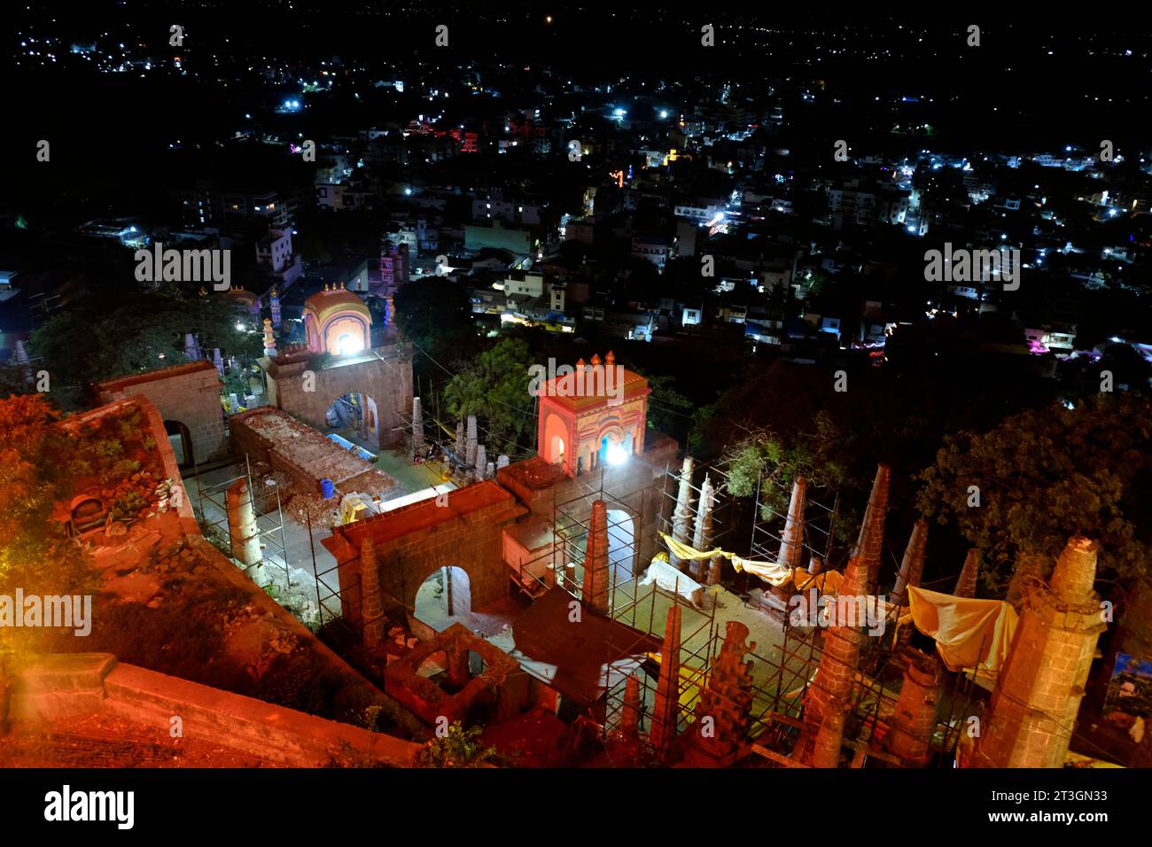 24 October 2023, Devotee at Jejuri fort, night Scene at Khandoba Temple ...