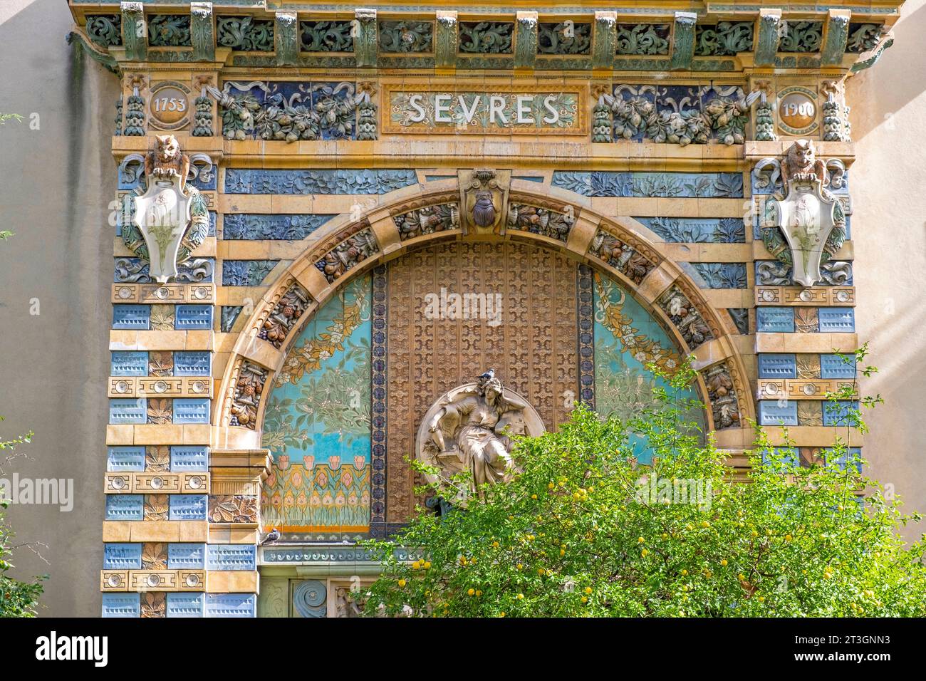 France, Paris, Saint Germain des Pres, Art Nouveau portal of the Seves ...