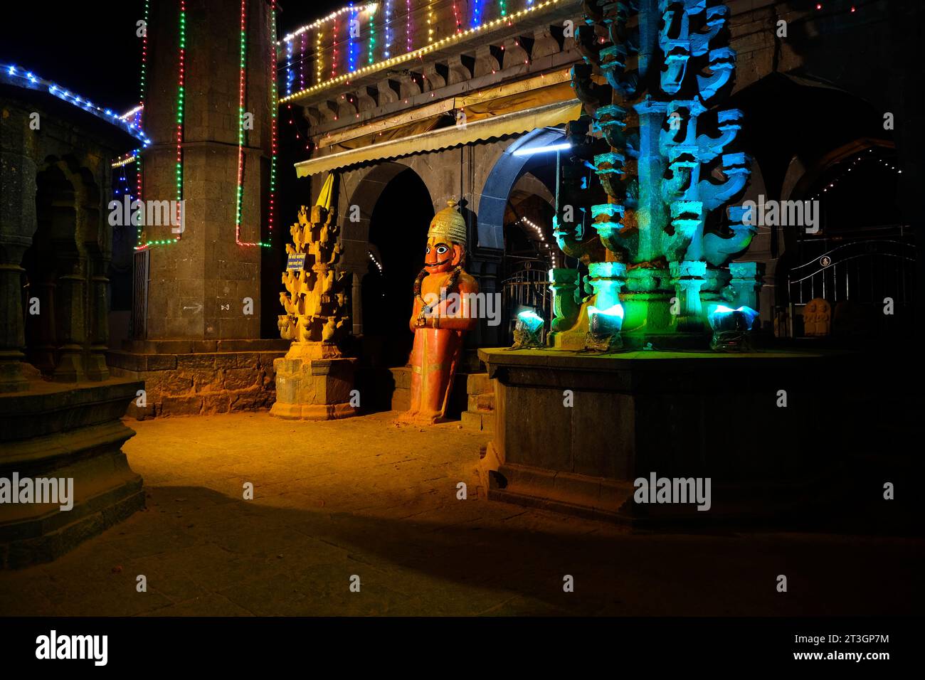 24 October 2023, Devotee at Jejuri fort, night Scene at Khandoba Temple ...