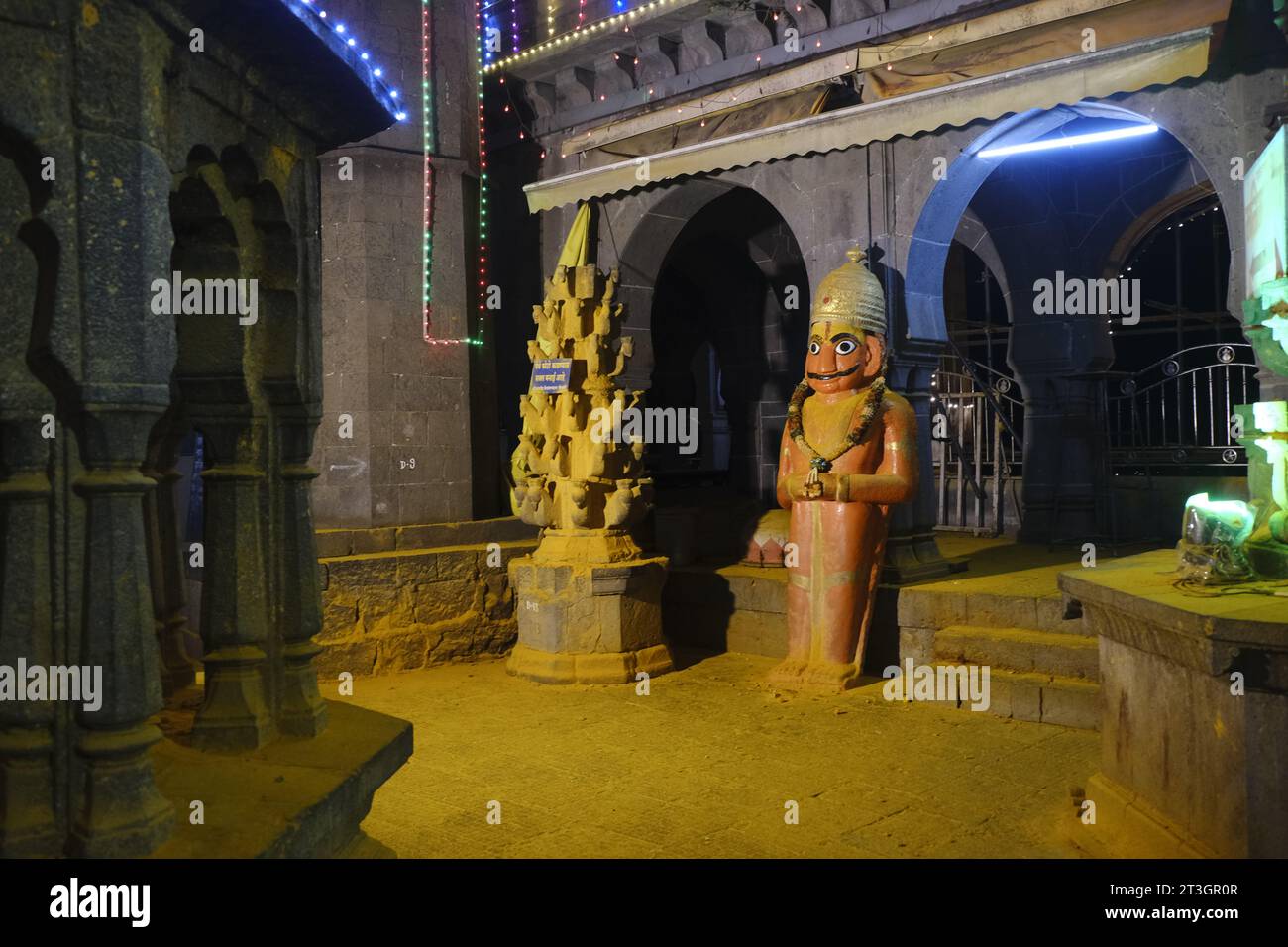 24 October 2023, Devotee at Jejuri fort, night Scene at Khandoba Temple ...