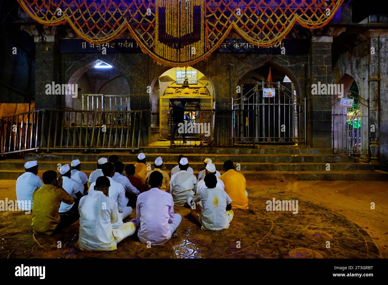 24 October 2023, Devotee at Jejuri fort, night Scene at Khandoba Temple ...