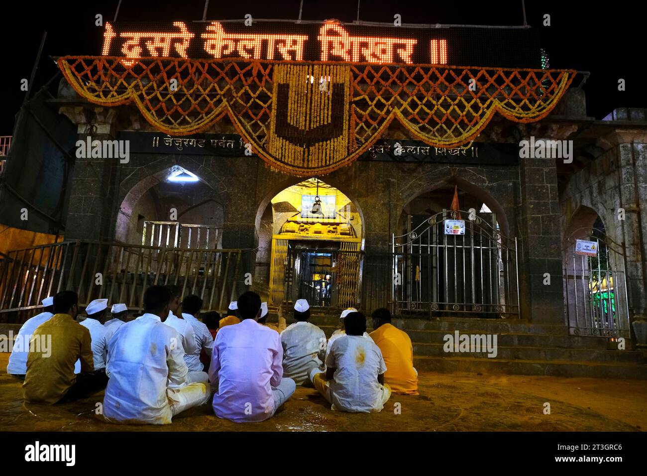 24 October 2023, Devotee at Jejuri fort, night Scene at Khandoba Temple ...
