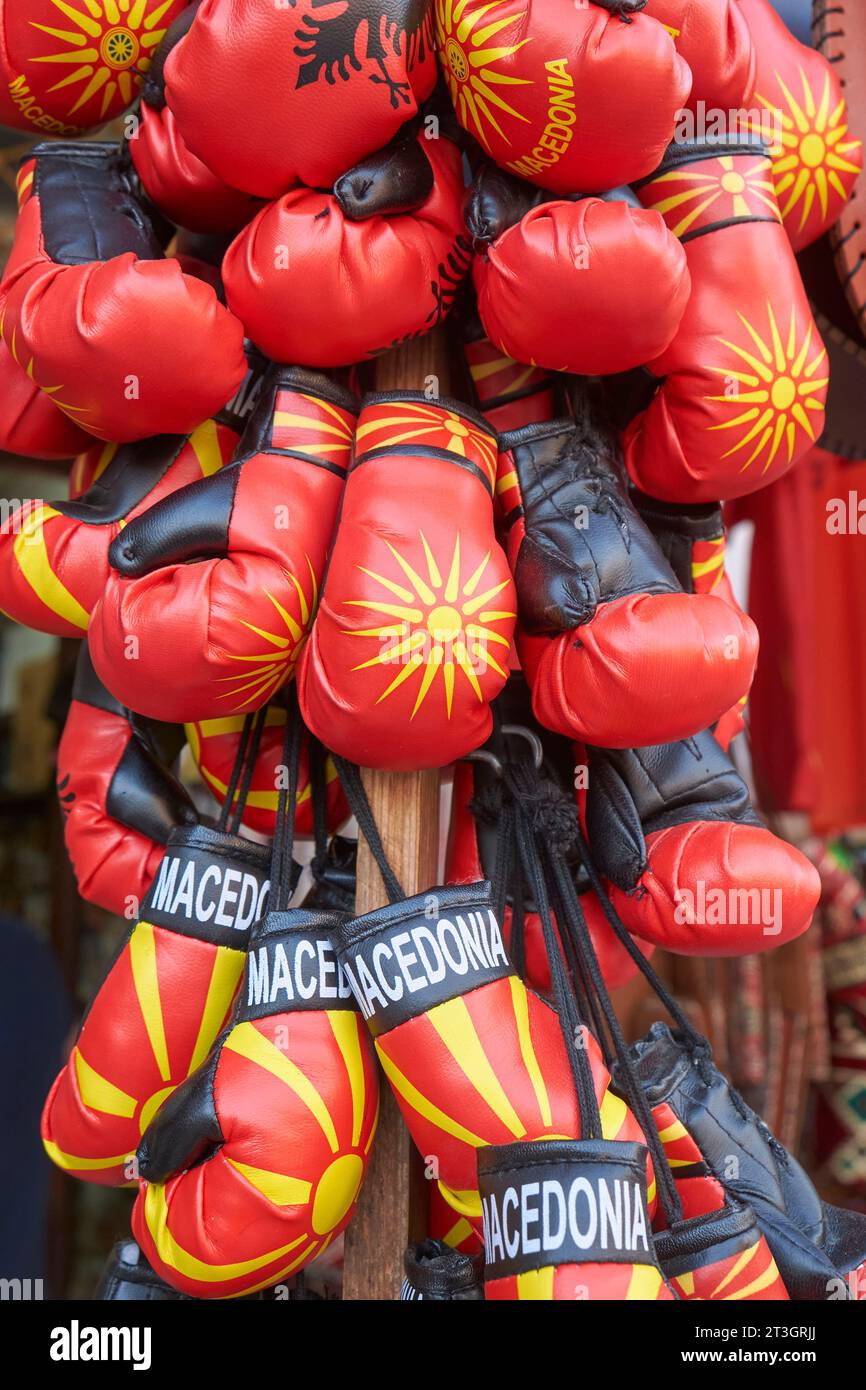 North Macedonia, Skopje, the Old Bazaar, souvenir shop, boxing gloves ...