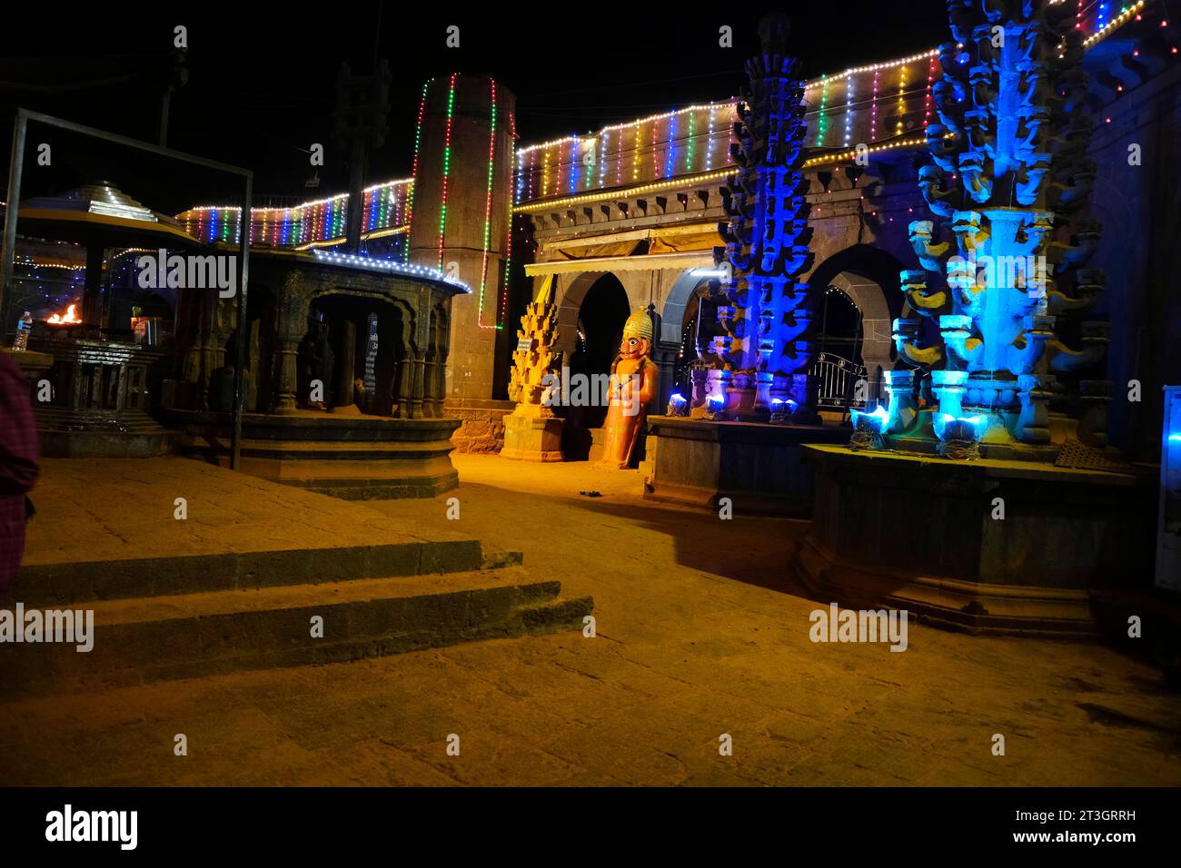 24 October 2023, Devotee at Jejuri fort, night Scene at Khandoba Temple ...