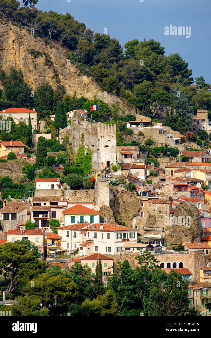 France, Alpes Maritimes, the hilltop village of Roquebrune Cap Martin ...