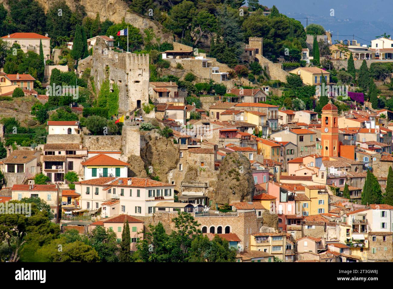 France, Alpes Maritimes, the hilltop village of Roquebrune Cap Martin ...