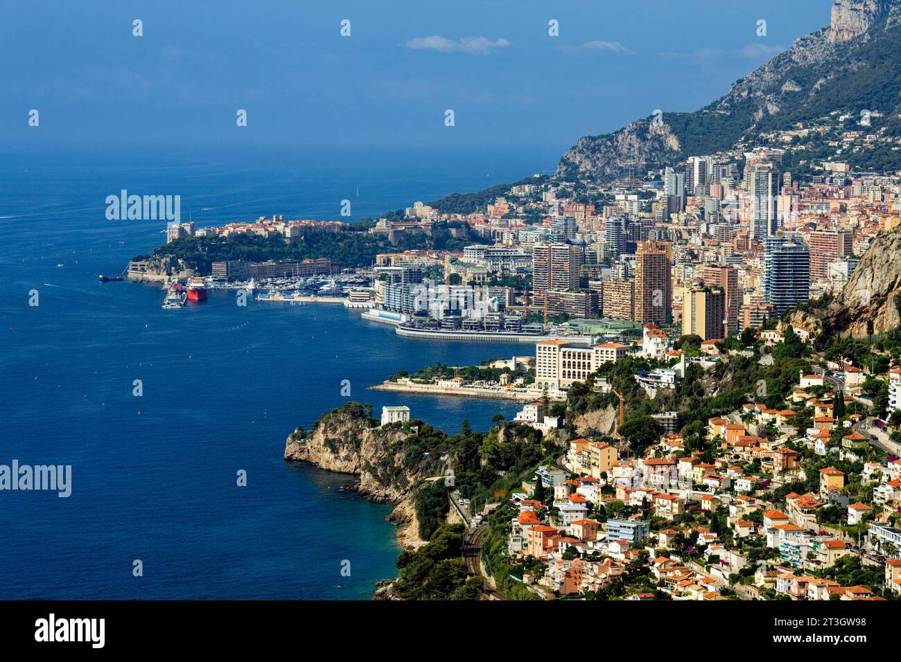 France, Alpes Maritimes, Roquebrune Cap Martin, the beach and Monaco in ...