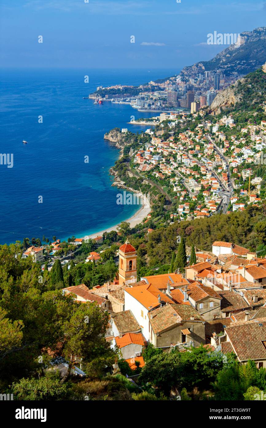 France, Alpes Maritimes, the hilltop village of Roquebrune Cap Martin ...