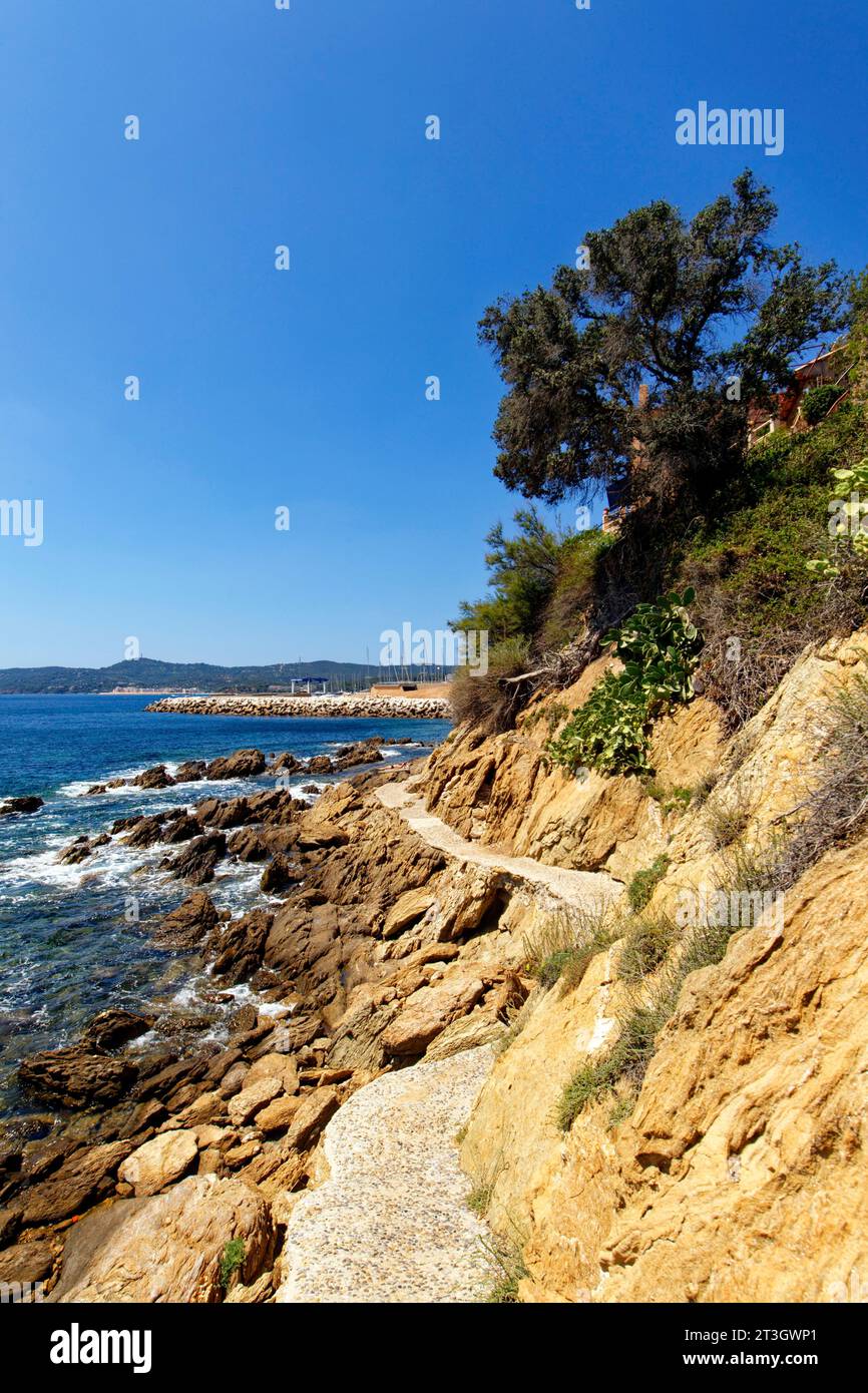 France, Var (83), Corniche des Maures, Le Lavandou, le sentier du ...