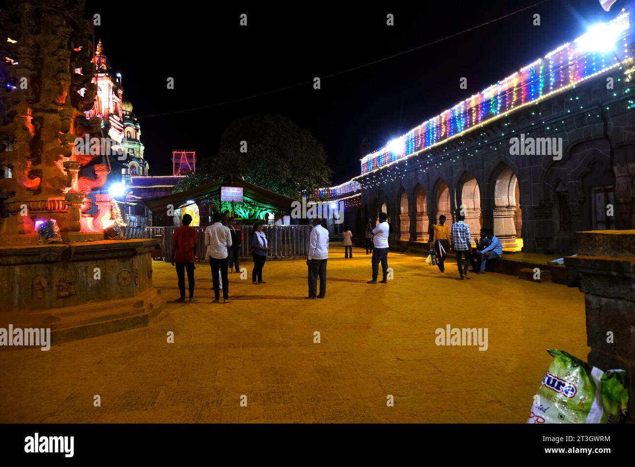 24 October 2023, Devotee at Jejuri fort, night Scene at Khandoba Temple ...