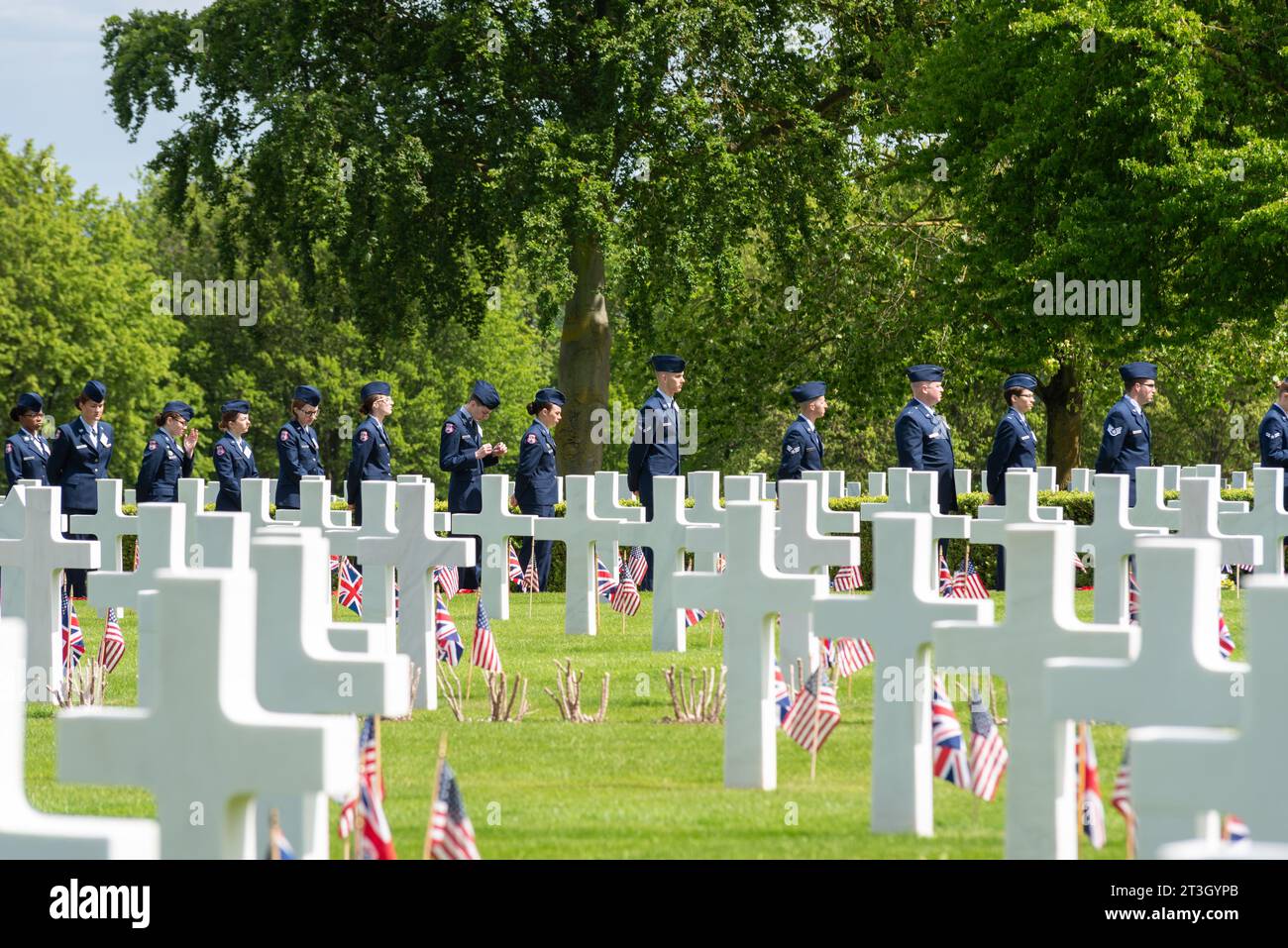 US service personnel at US Memorial Day remembrance event at Cambridge ...