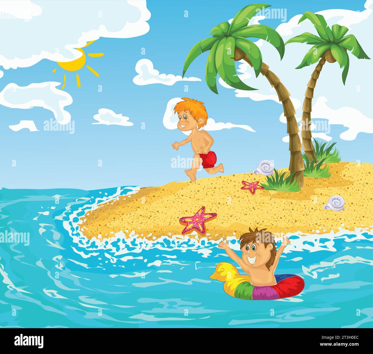 Cartoon summer background Royalty Free Vector Image Stock Vector Image ...