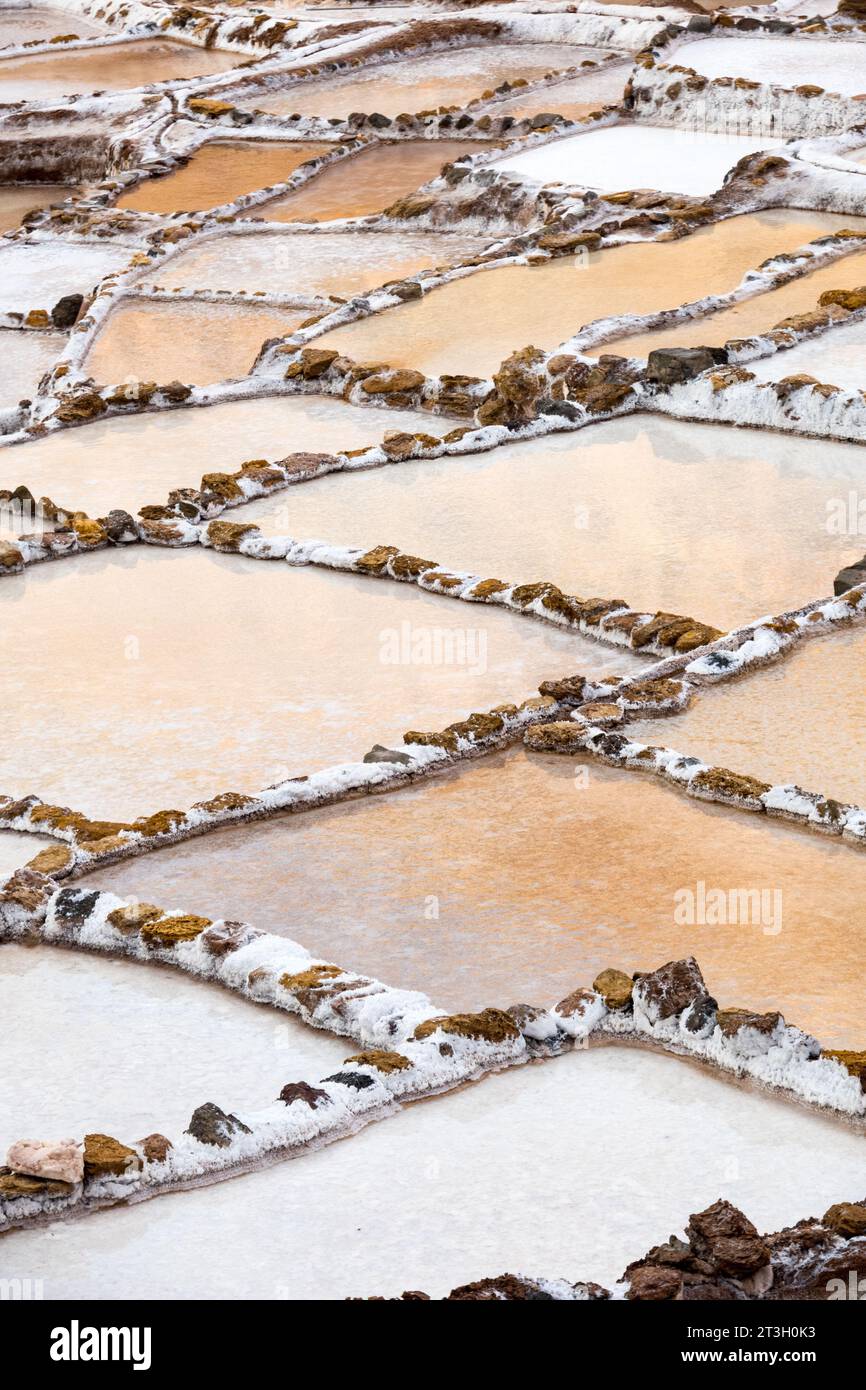 Bird's eye view of the Maras salt flats in Peru Stock Photo - Alamy