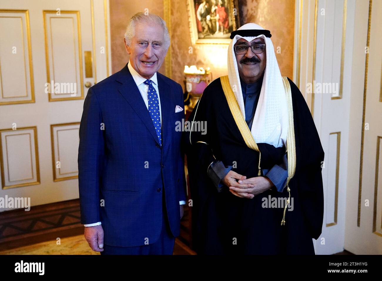 King Charles III (left) receives the Crown Prince of Kuwait Sheikh ...