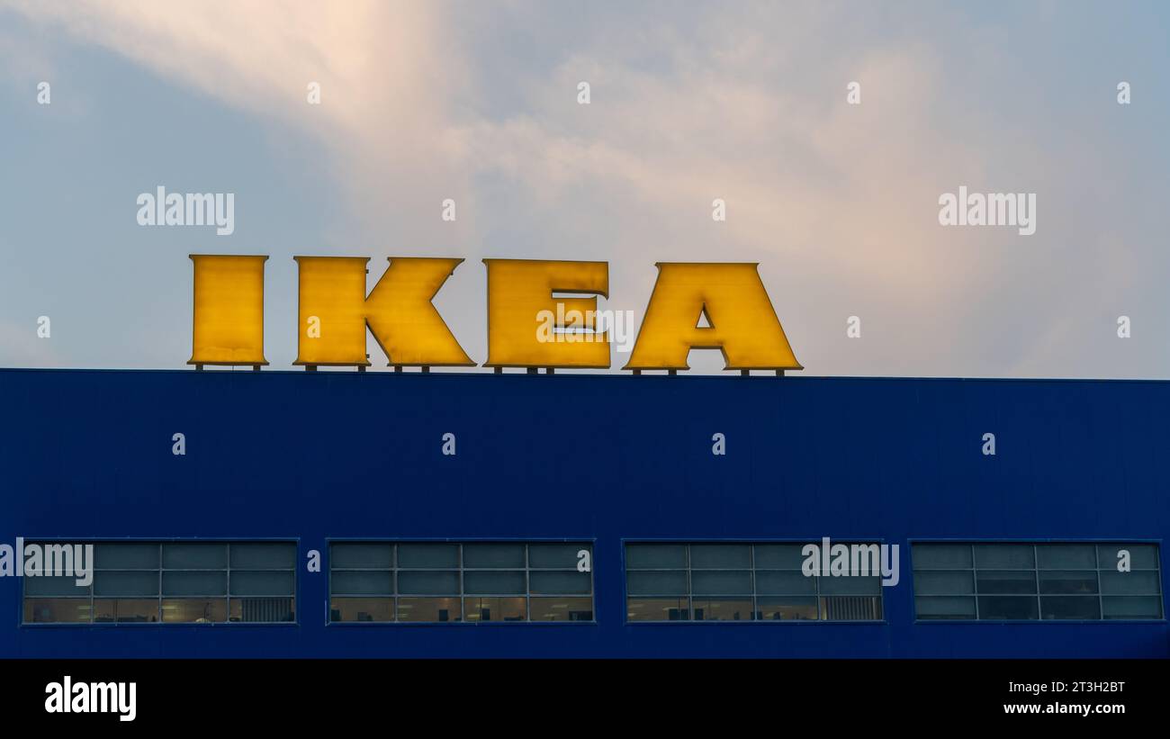 October 10,2023: The signage of Ikea at the Doha, Qatar branch Stock ...