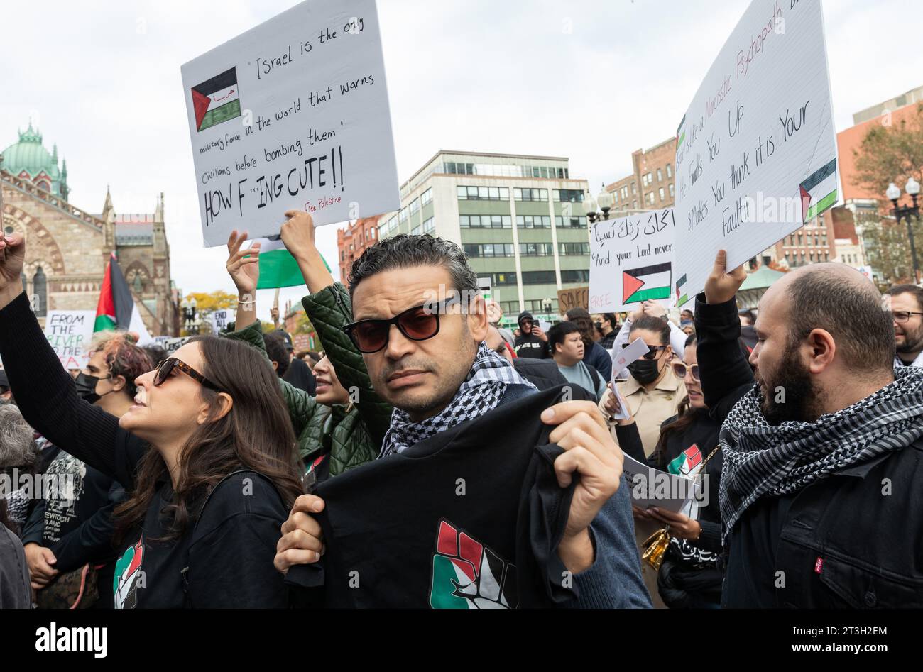 October 22, 2023. Boston, MA. Hundreds of people rallied in downtown ...