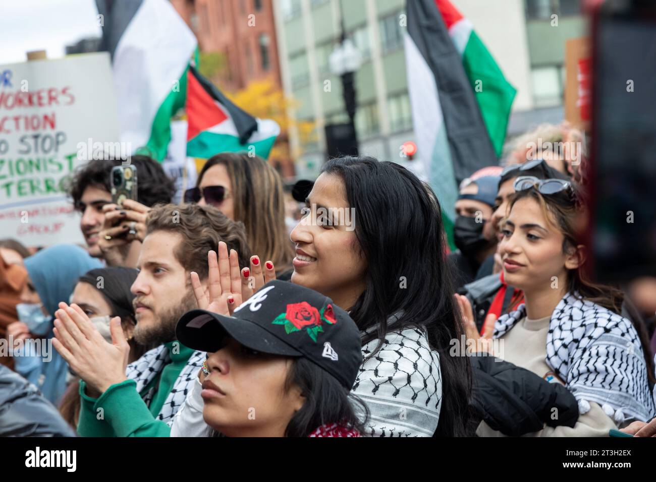 October 22, 2023. Boston, MA. Hundreds of people rallied in downtown ...