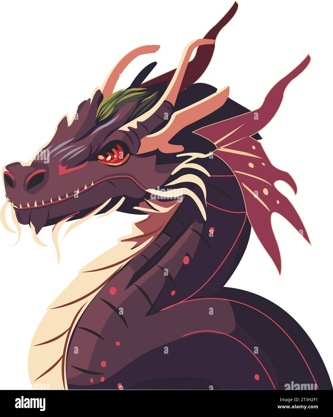 Dragon New Year banner. poster vector purple fabulous Dragon. Chinese ...