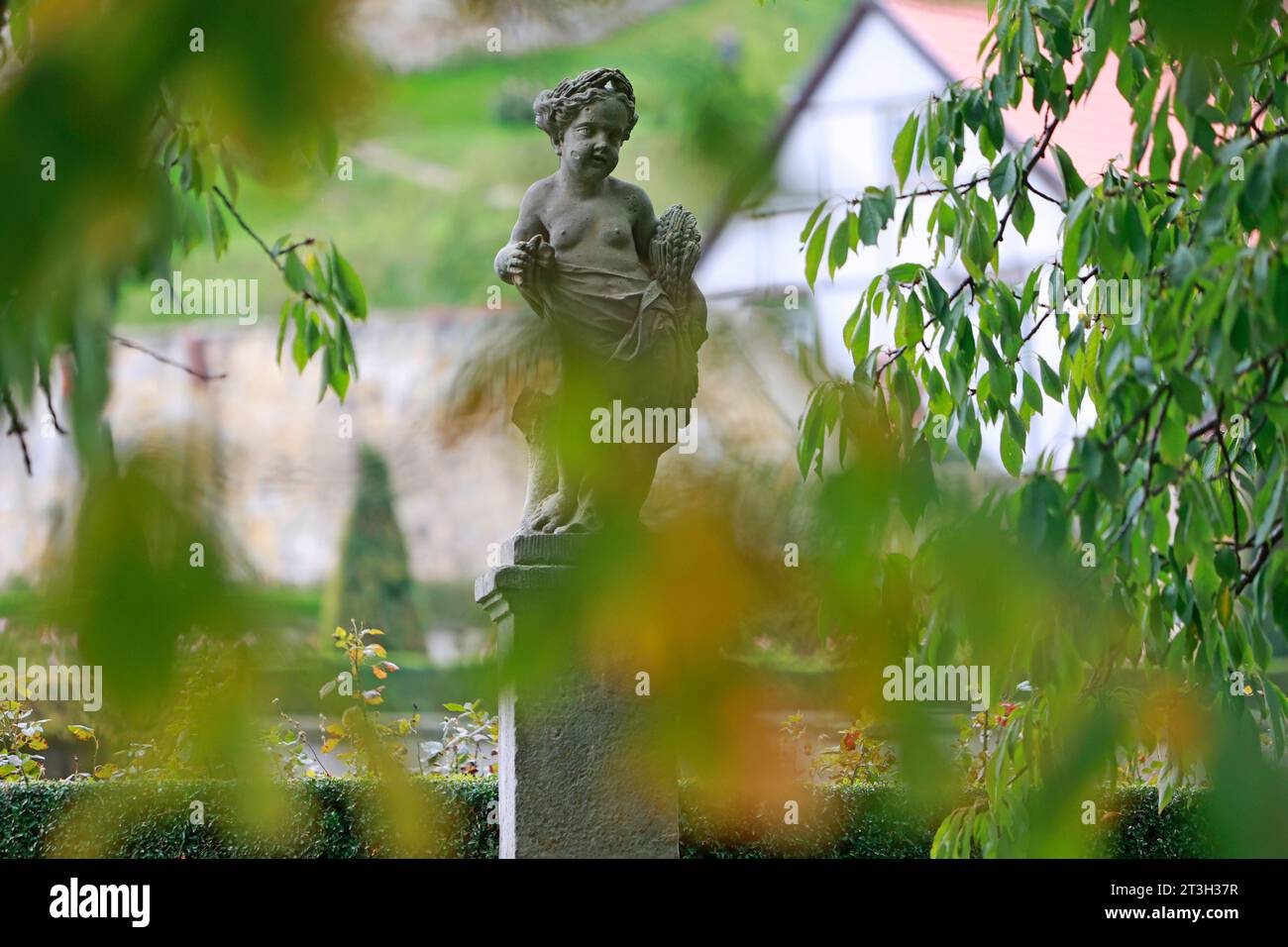 Blankenburg, Germany. 24th Oct, 2023. Surrounded by autumnally colored ...