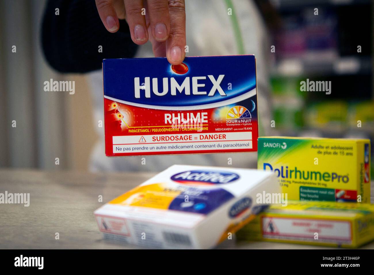 Briancon, France. 25th Oct, 2023. Over-the-counter cold medications ...