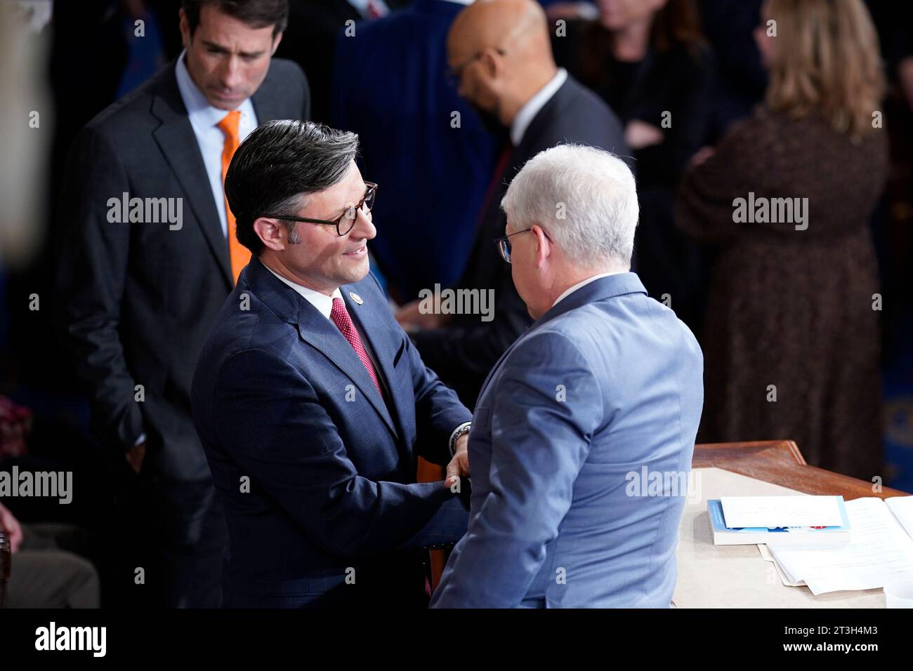 Rep. Mike Johnson, R-La., left, talks with Rep. Patrick McHenry, R-N.C ...
