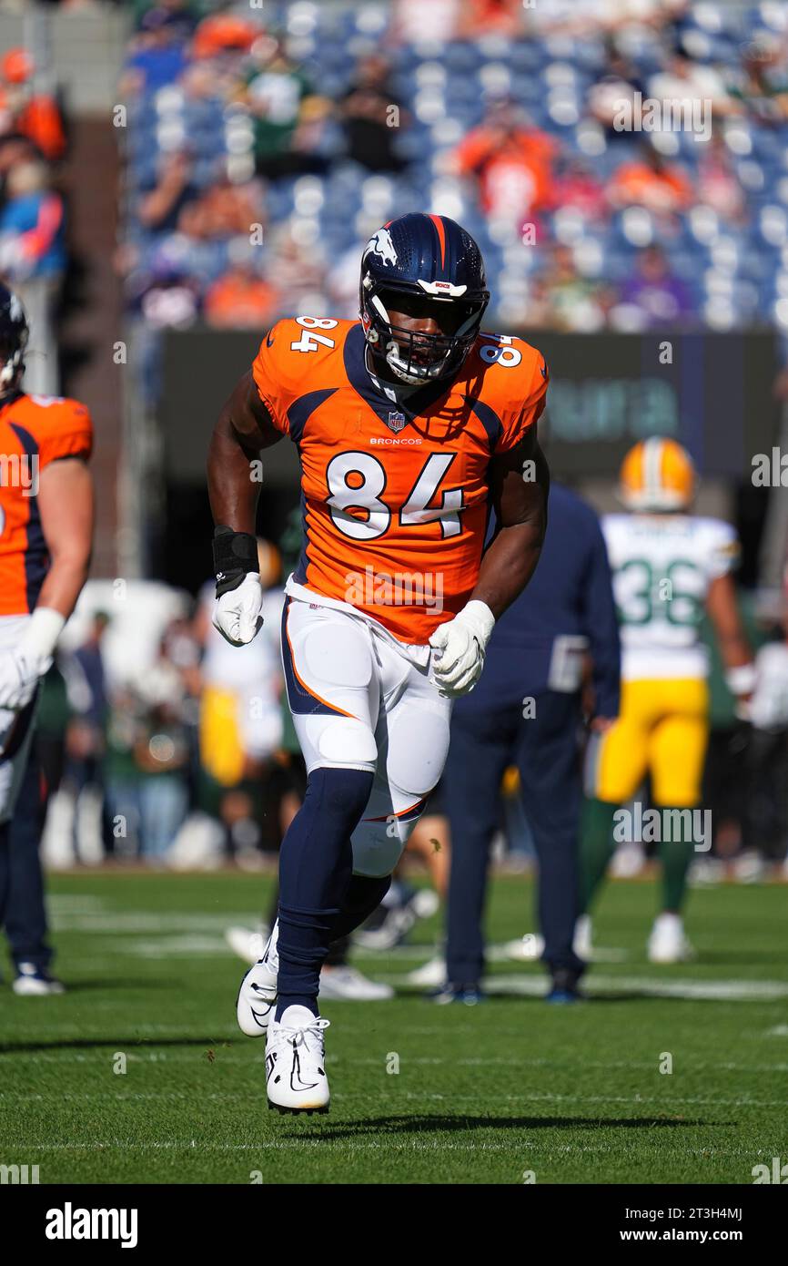 Denver Broncos tight end Chris Manhertz (84) against the Green Bay ...