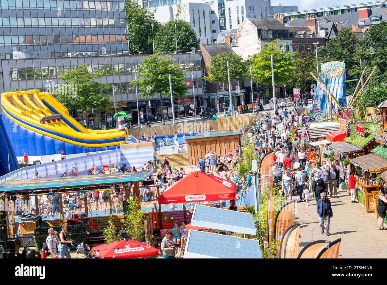 Sunny summer day at Nottingham Beach in the Market Square ...