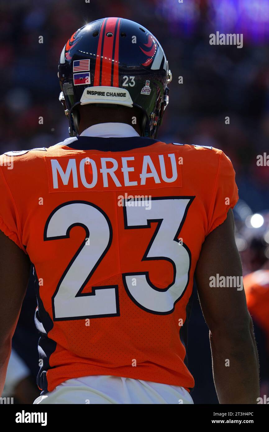Denver Broncos cornerback Fabian Moreau (23) against the Green Bay ...
