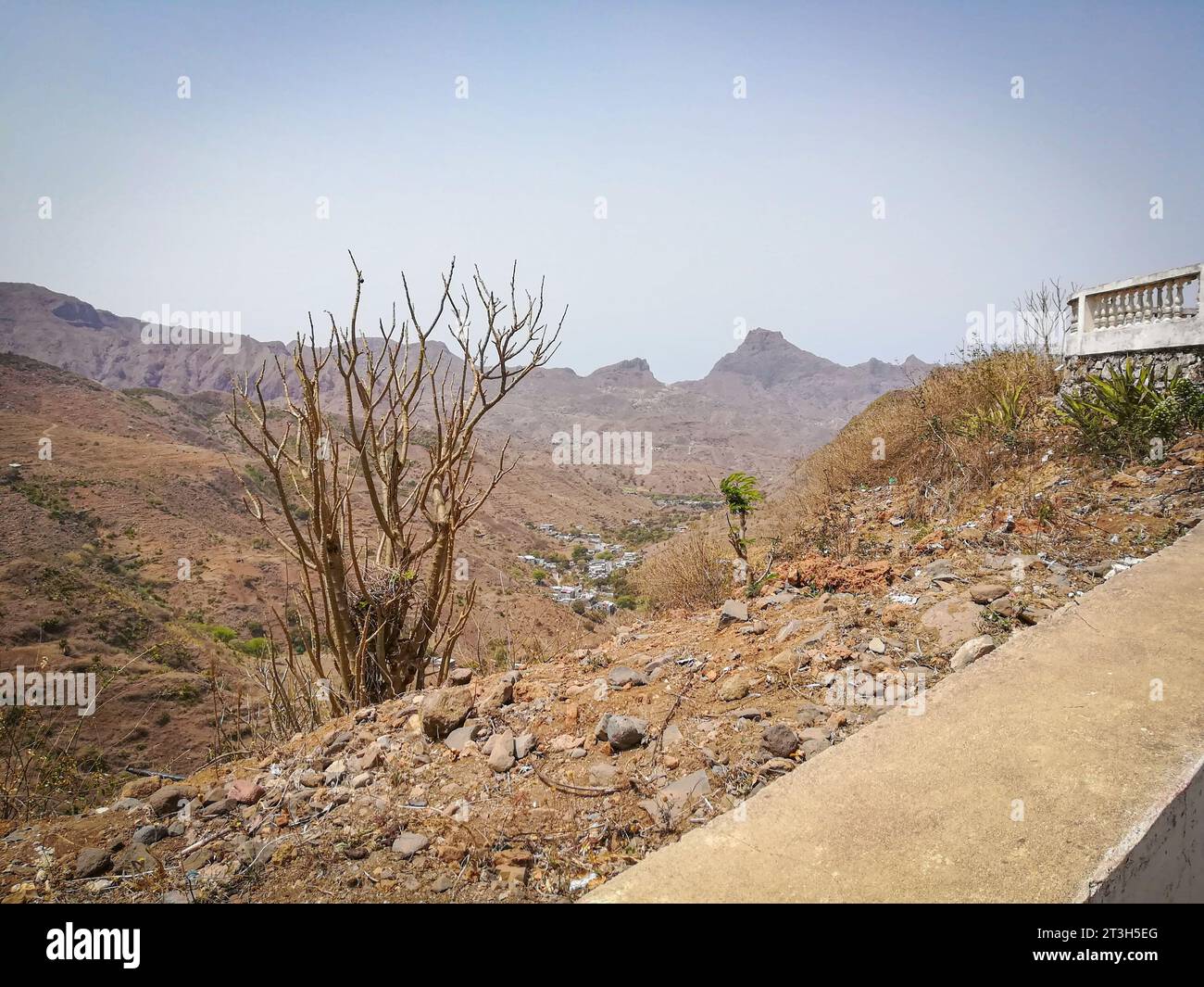 A mountain and tropical forest landscape in the Cape Verde Islands ...