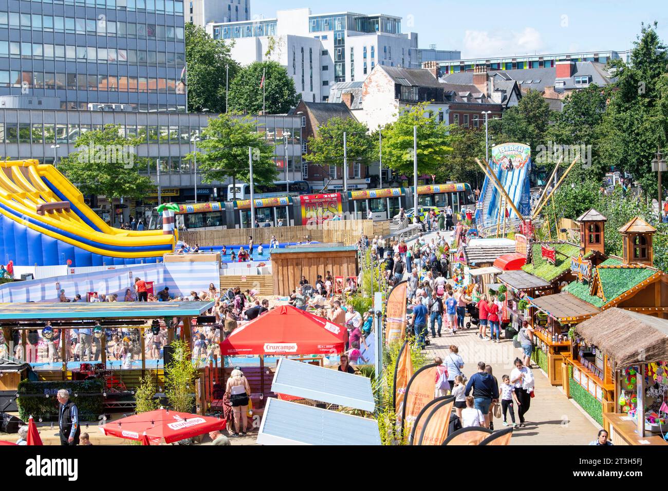 Sunny summer day at Nottingham Beach in the Market Square ...