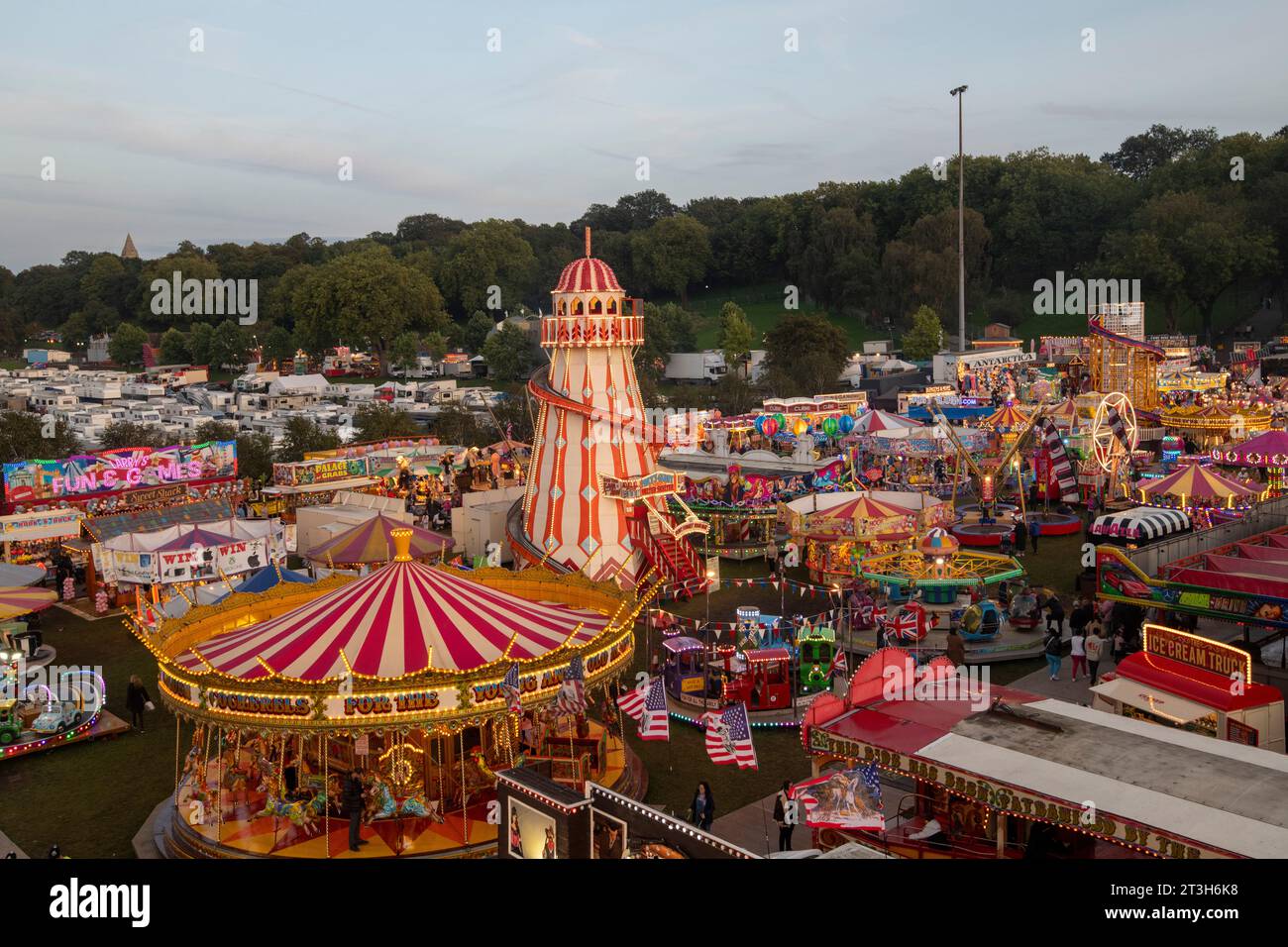 Sunset at Goose Fair, Nottingham Nottinghamshire England UK Stock Photo ...