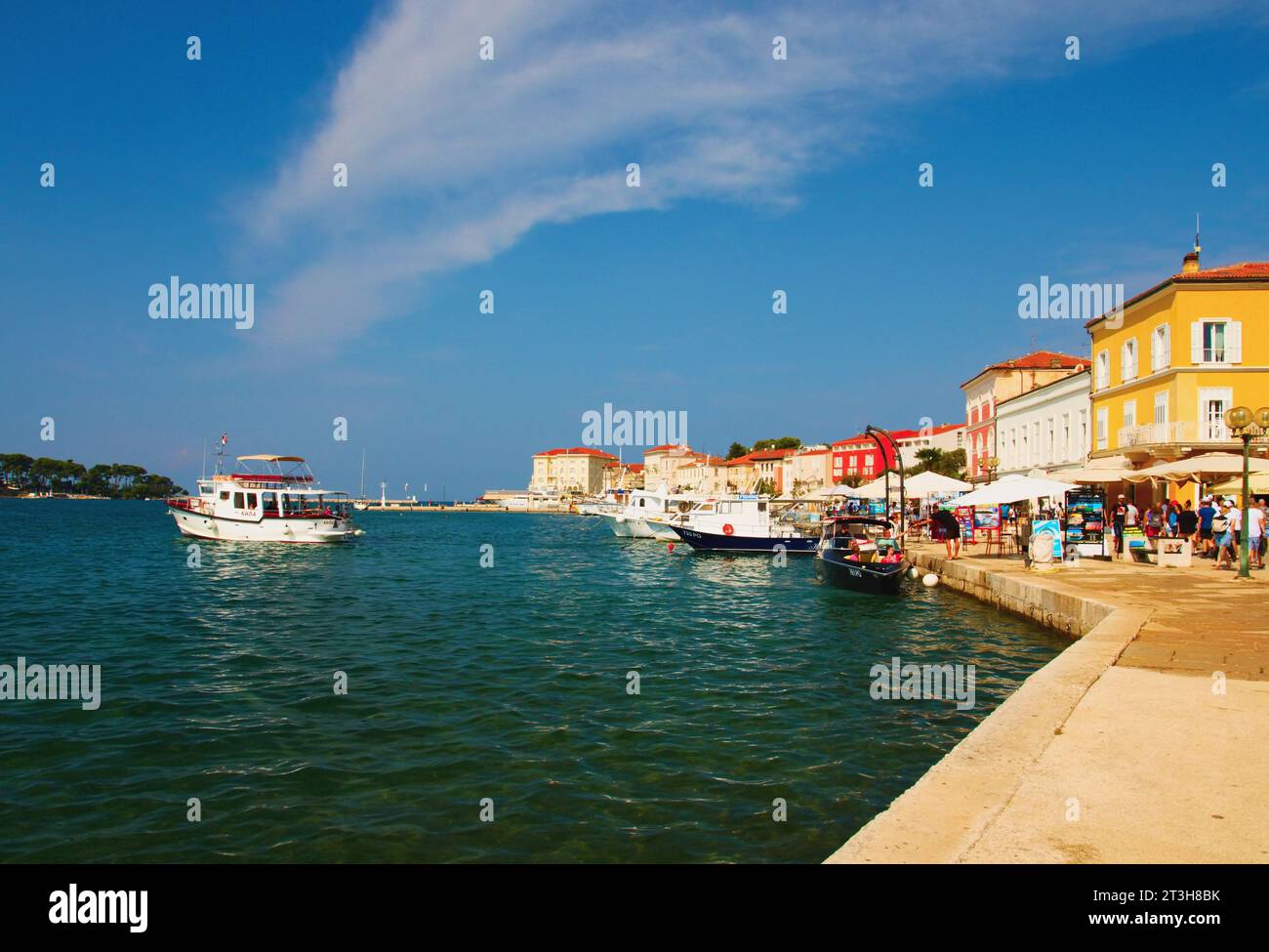 Cruise boats in the port of the historic city of Poreč on the Istria ...