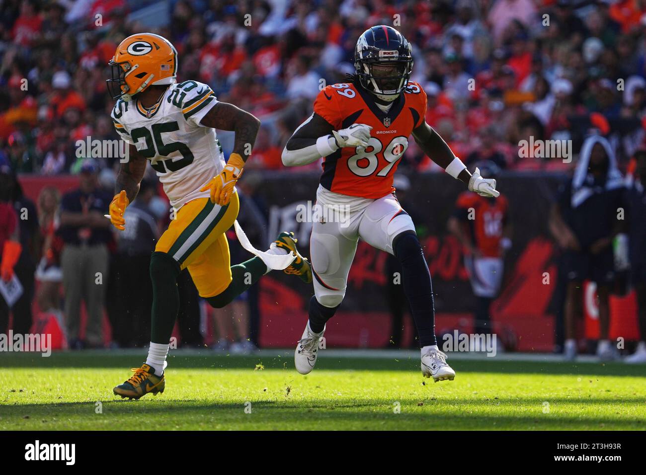 Denver Broncos wide receiver Brandon Johnson (89) against the Green Bay ...