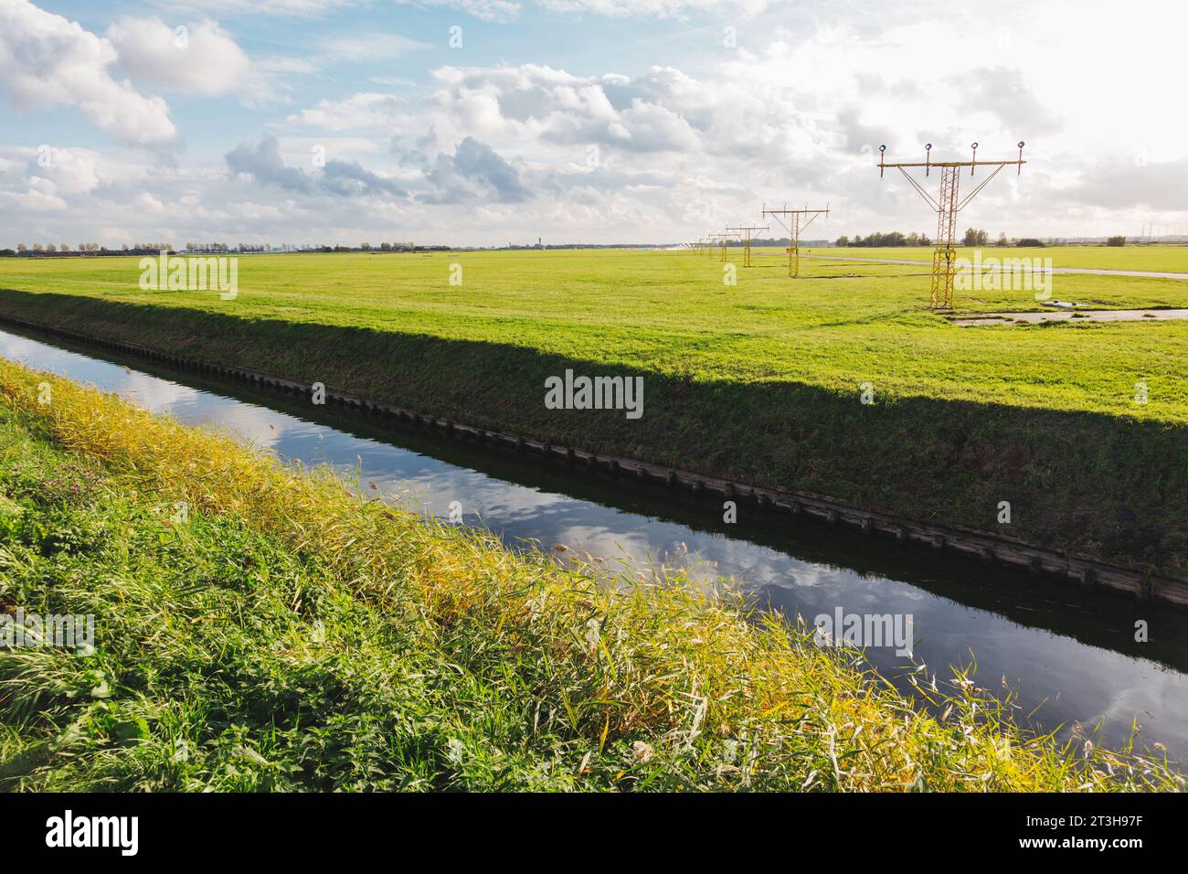a canal separates Amsterdam Schiphol airport's airside and landside ...