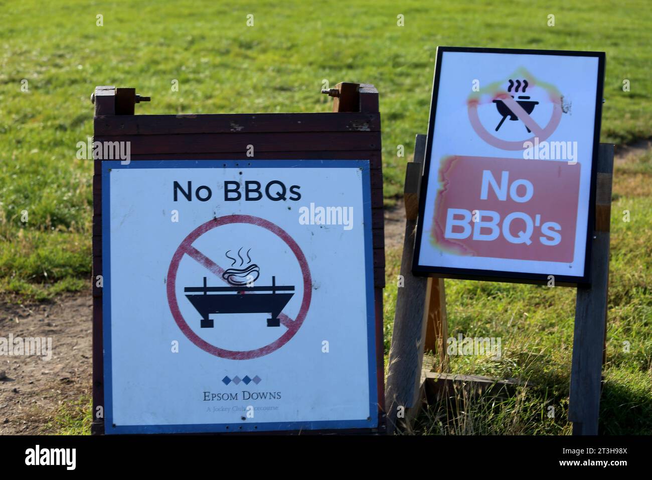 Barbeque's are Prohibited Signs Epsom Downs Racecourse Surrey England ...