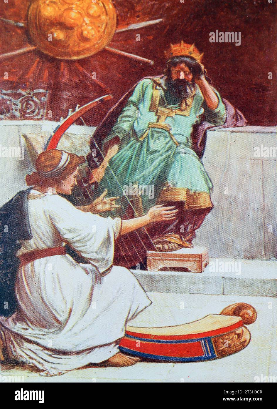 Illustration of David Playing the Harp before Saul Old Testament from ...