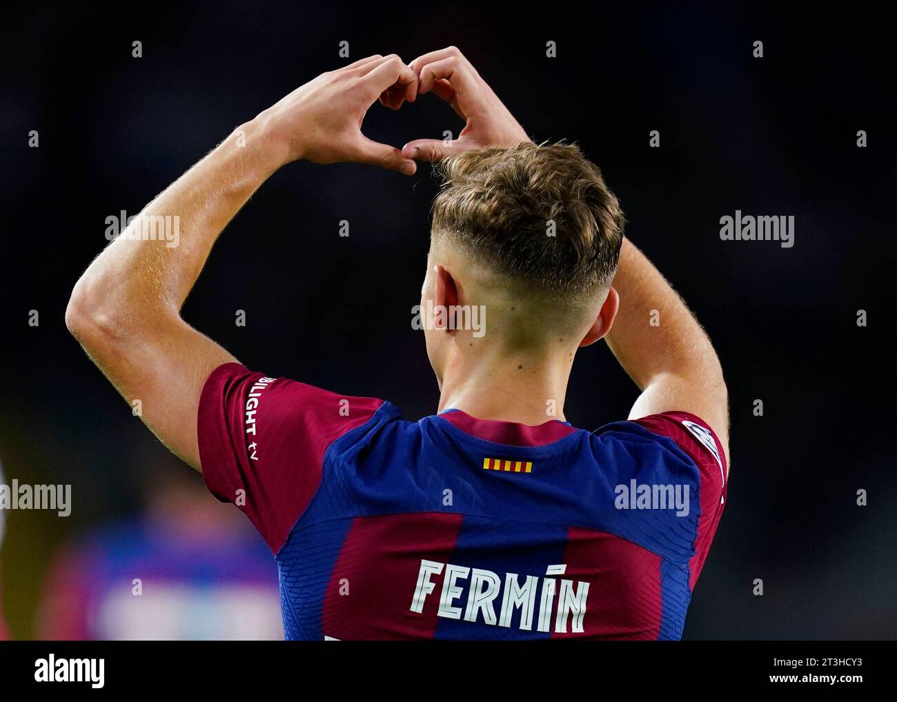 Fermin Lopez of FC Barcelona celebrates his goal during the UEFA ...