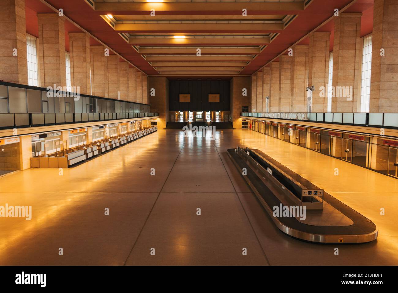 inside the old check-in hall at Tempelhof Airport, Berlin, Germany, in ...