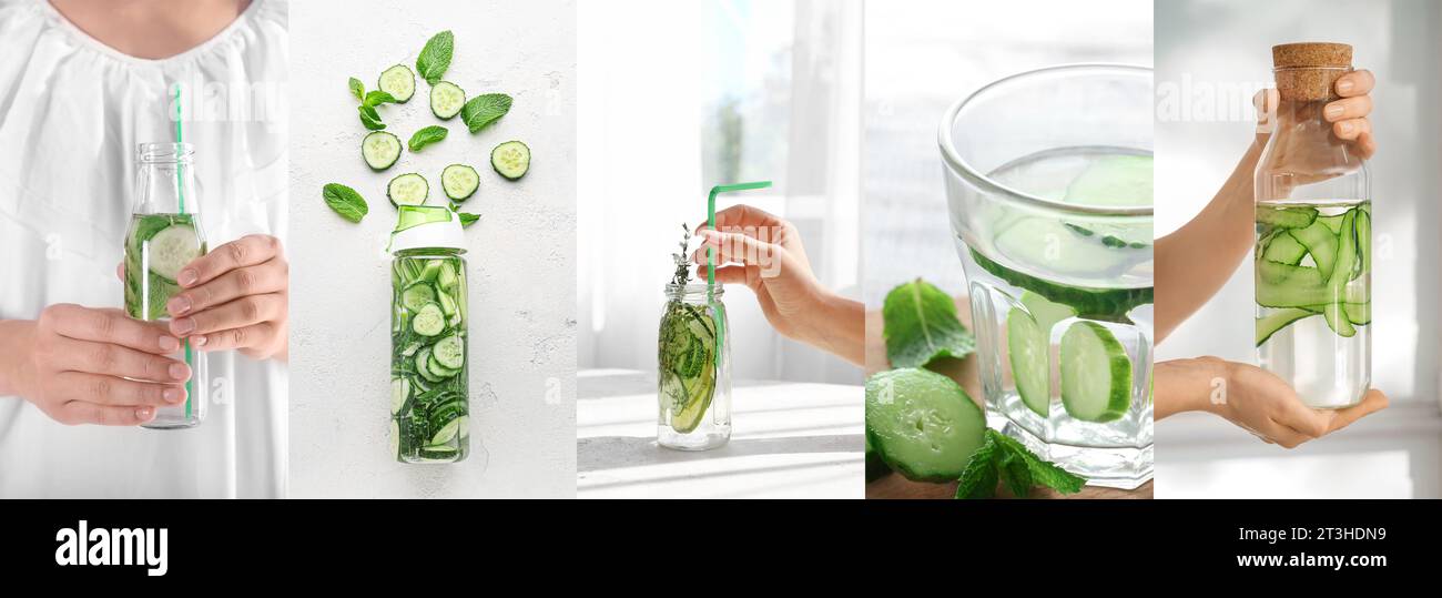 Collage fresh homemade cucumber hi-res stock photography and images - Alamy
