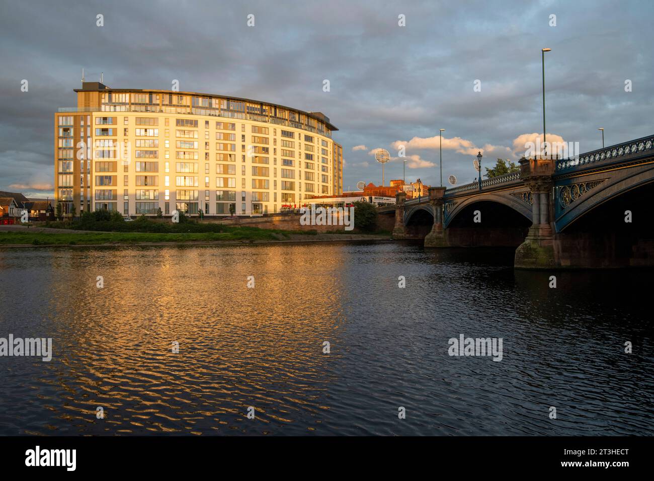 Dusk at Trent Bridge Victoria Embankment, Nottingham Nottinghamshire ...