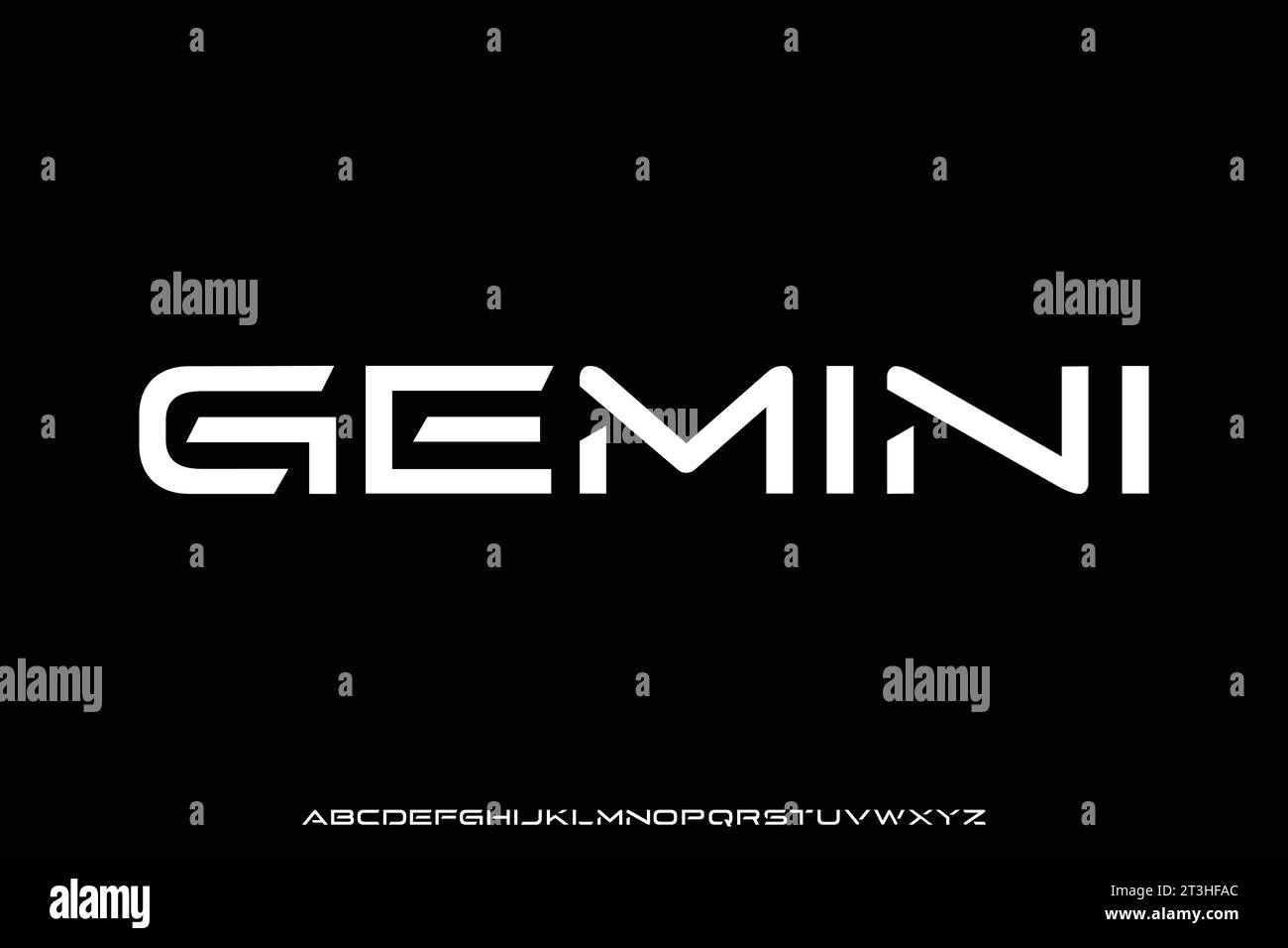 Modern creative futuristic alphabet display font vector. Unique expanded technology typography ...