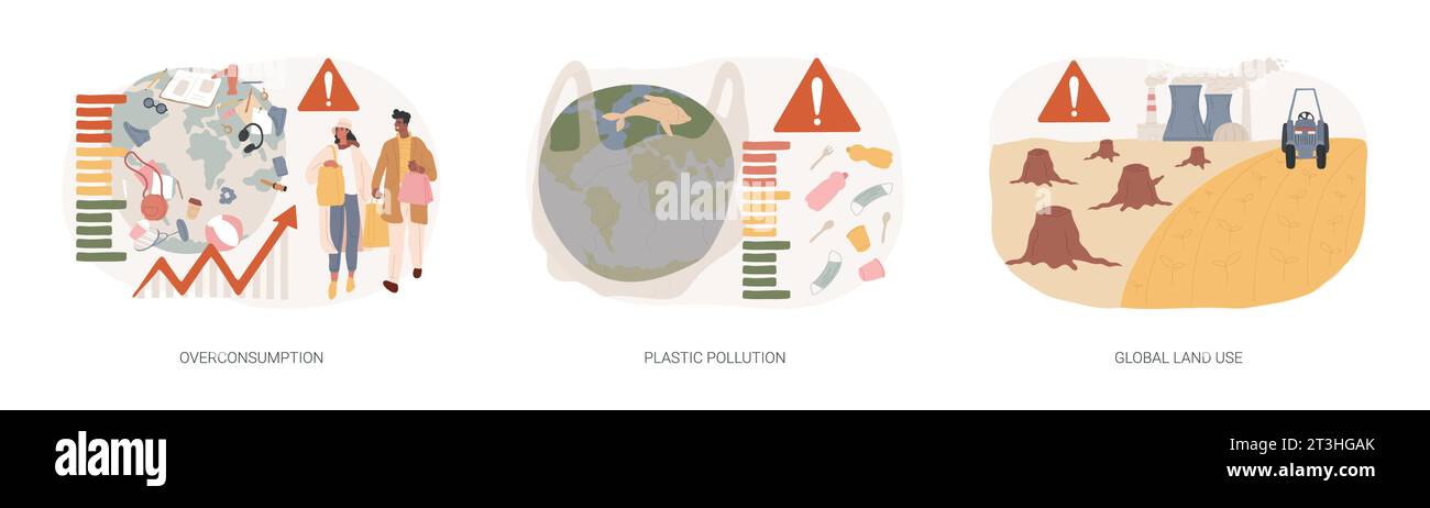 Global pollution problem isolated concept vector illustration set ...