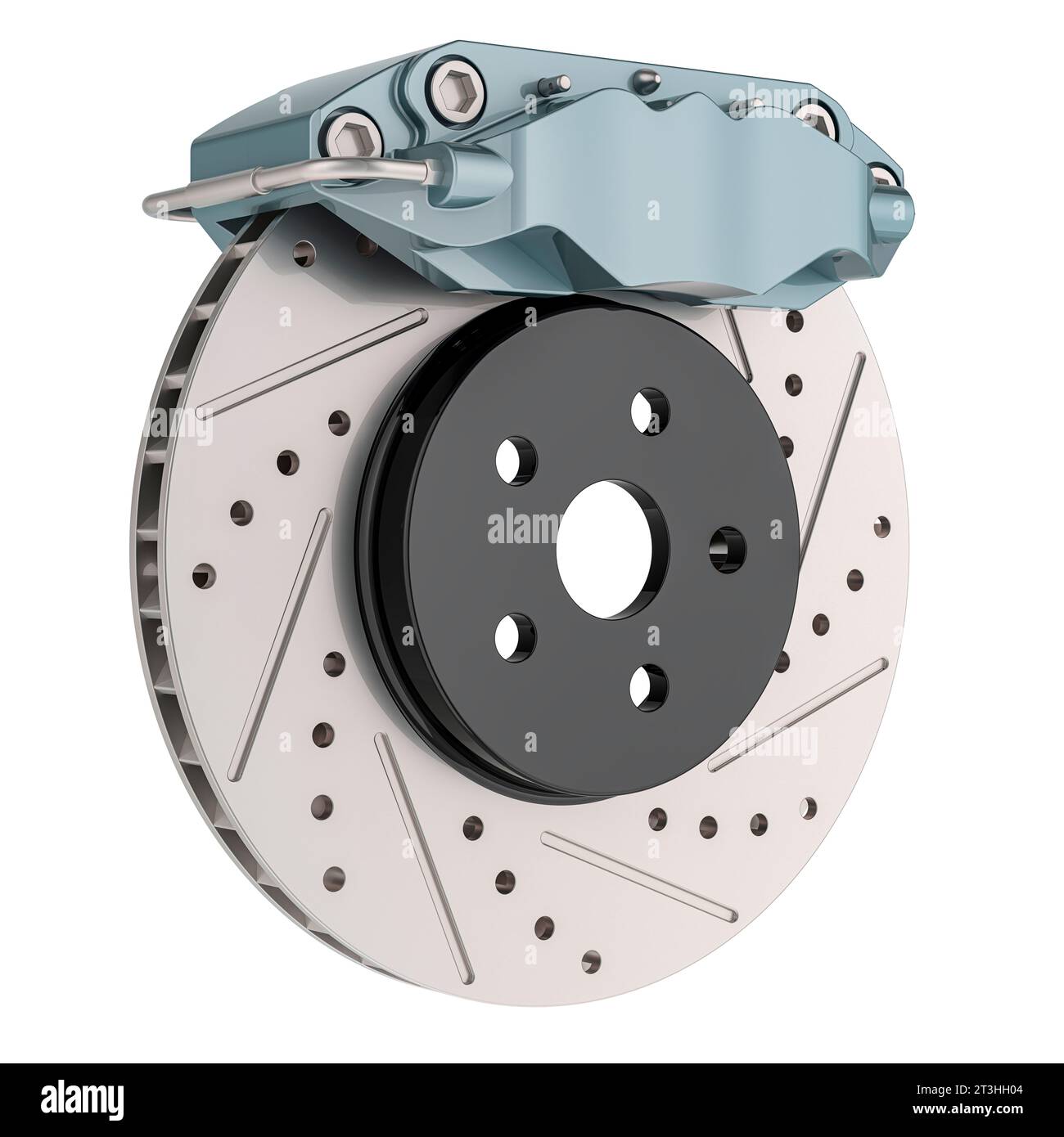 Car disc brake with caliper. 3D rendering isolated on white background ...