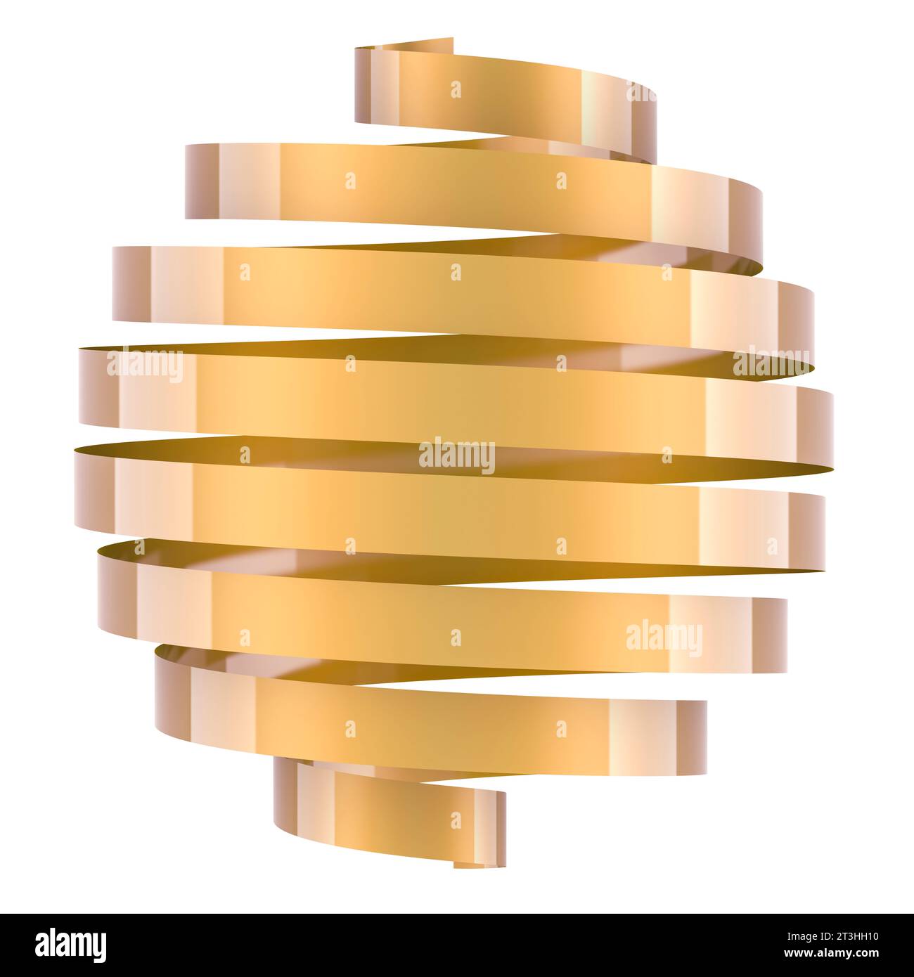 Golden ribbon strip as sphere shaped. Business logotype. 3D rendering ...