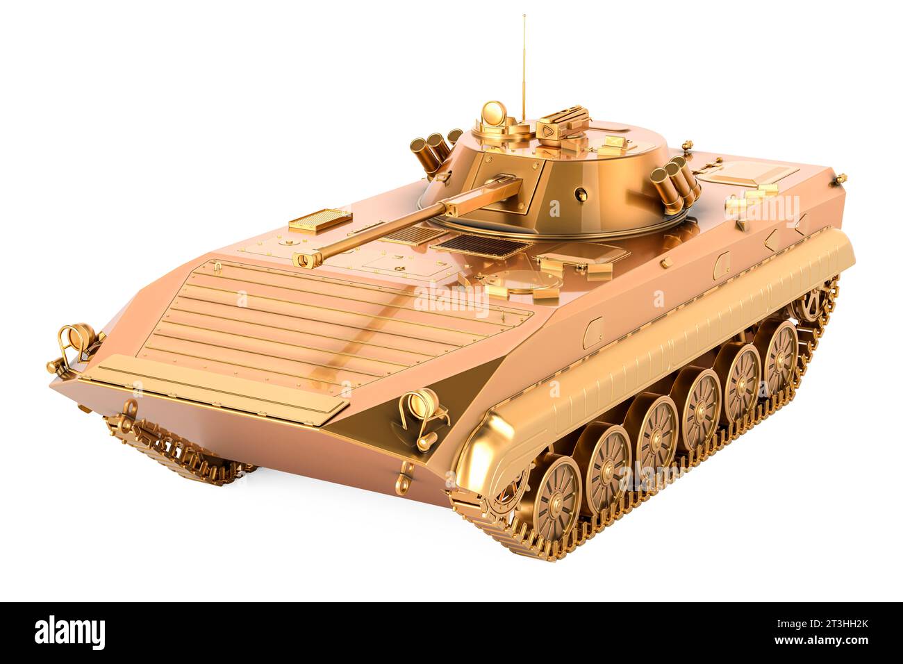 Golden battle tank, 3D rendering isolated on white background Stock ...