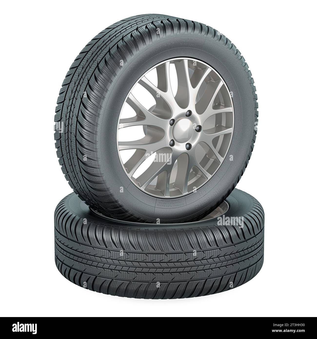 Two car wheels, 3D rendering isolated on white background Stock Photo ...